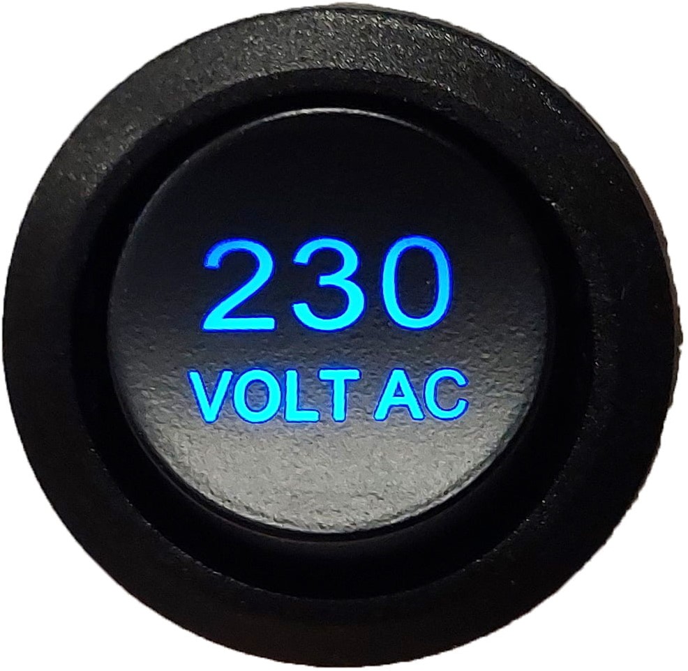 BI-color Switch inverter 230 Volt AC symbol / logo blue 4 pin