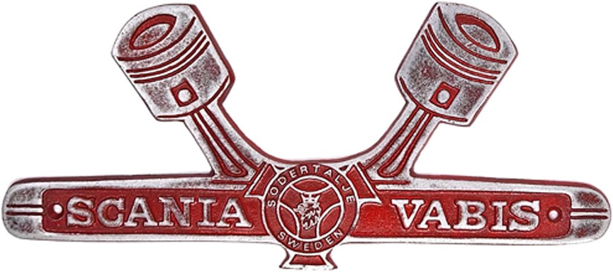 Aluminium-Emblem SCANIA VABIS - Rot