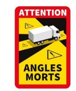 Sticker Dode hoek 'Angles Morts' standaard 170x250mm Truck Accessoires