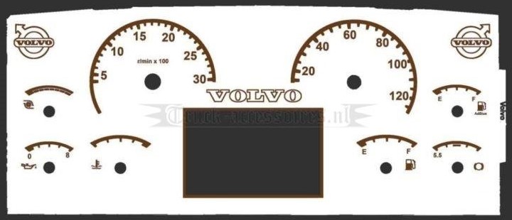 Dashboard clock Volvo FH / FM type 3 - White / Green Truck Accessoires