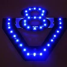 V8 logo LED blue