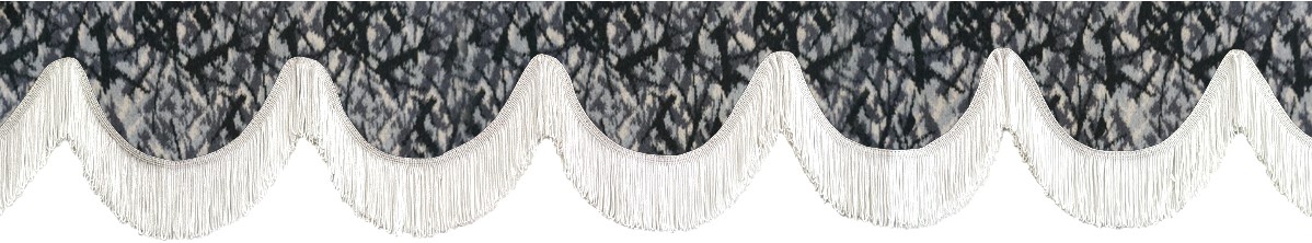 Front window pelmet gray plush with fringes