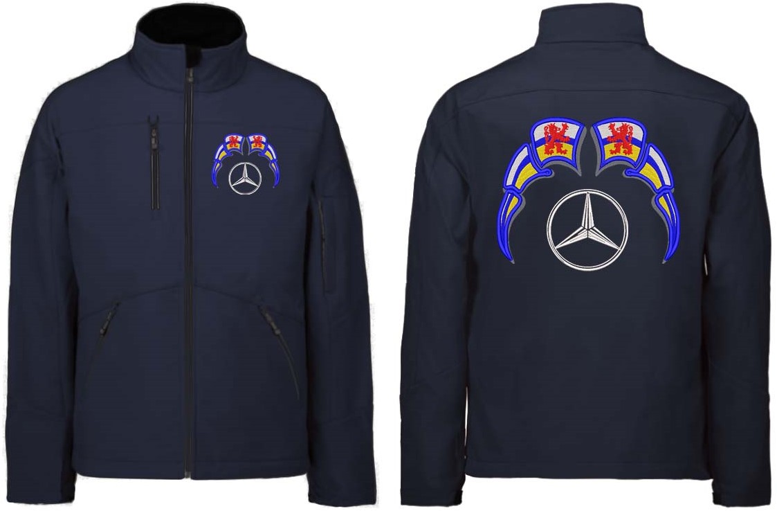 Softshell jas Mercedes Embleem met wimpels Limburg - Donkerblauw - Met ...