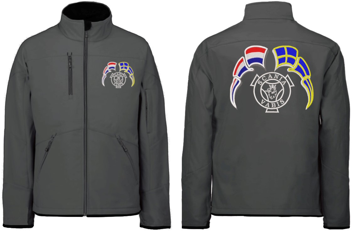 Softshell jas Scania Vabis met wimpels Nederland - Zweden - Zwart - Met ...