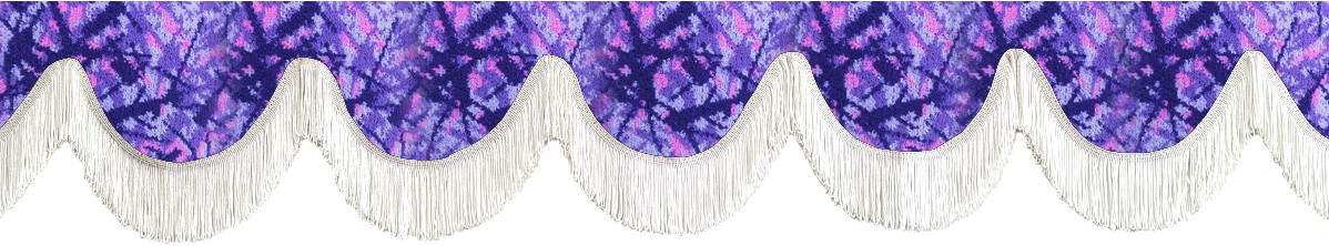 Front window pelmet purple plush with fringes Truck Accessoires