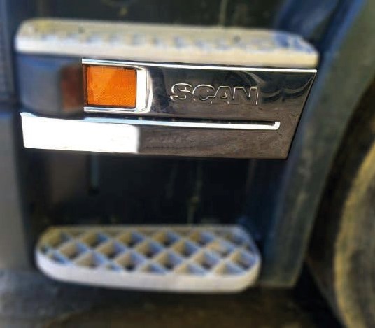 Stainless steel Step decoration with Scania logo Streamline